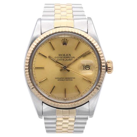 Rolex Oyster Datejust Ref 1601 36mm 18k Ss Mens 1970s Vintage Automatic