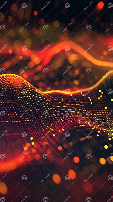 Abstract Data Visualization With Dynamic Waves And Points In Vibrant