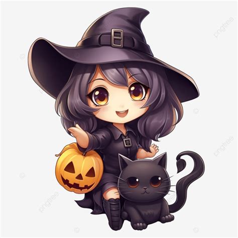 Cartoon Cute Halloween Witch Girl And Cat Flying Vector Witch Broom