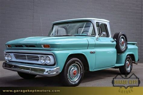 1961 Chevrolet C10 Stepside Shortbox Teal And White Pickup Truck 235ci
