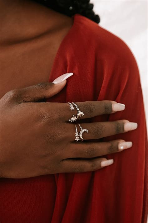 Gold Ring Set Rhinestone Ring Set Celestial Ring Set Lulus