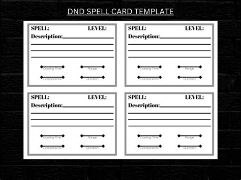 Dnd Spell Card Template Printable Templatesblank Dnd Cards