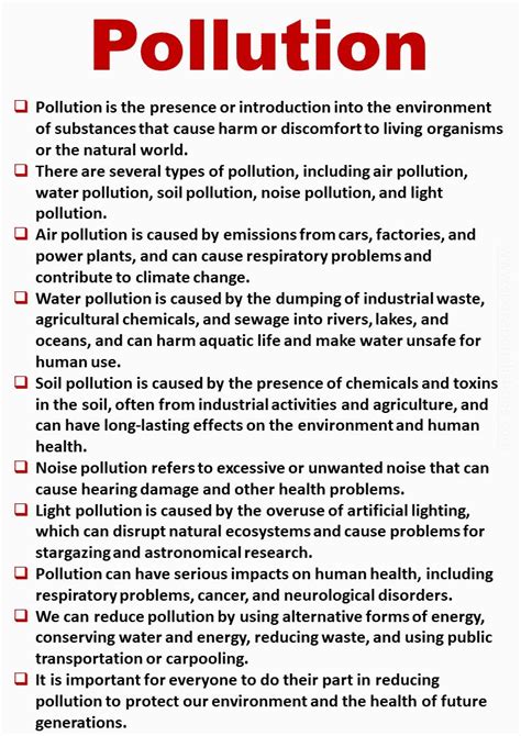 10 Lines On Pollution Pollution Is The Presence Or Introduction Into