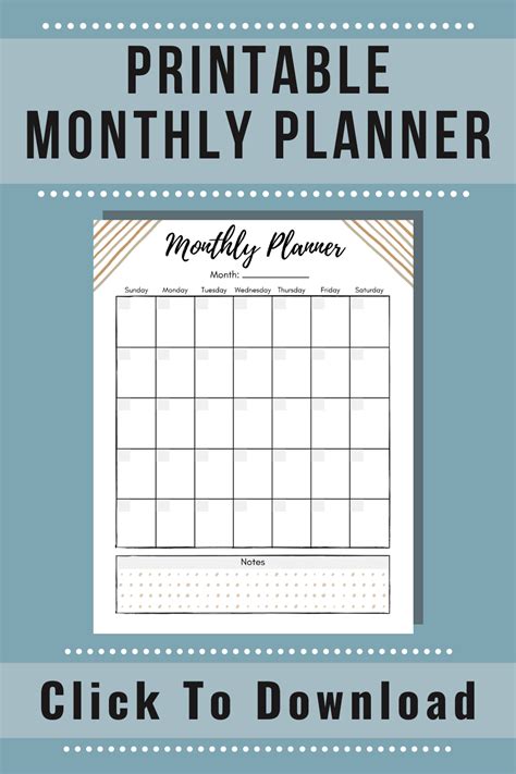 Monthly Planner Calendar Printable Printable Planner Monthly Planner