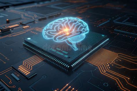 Artificial Intelligence A Human Brain On A Circuit Board Stock
