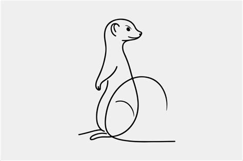 A Mongoose One Line Art With White Background Premium Ai Generated Vector