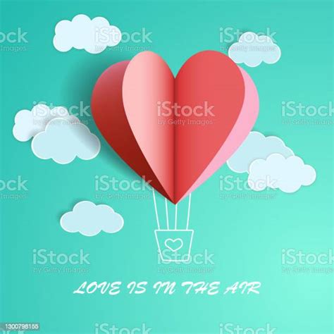 사랑의 일러스트레이션 종이와 구름에서 잘라 풍선의 심장 모양 수제 공예품 벡터 그림입니다 결혼식에 대한 스톡 벡터 아트 및 기타 이미지 Istock