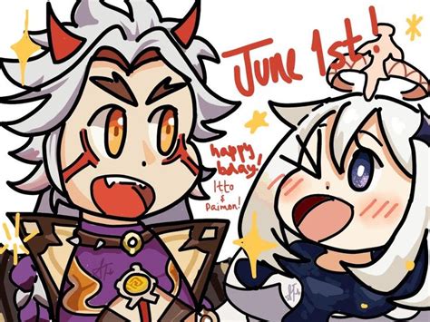 【june 1st】happy Birthday Itto And Paimon Happy Happy Birthday