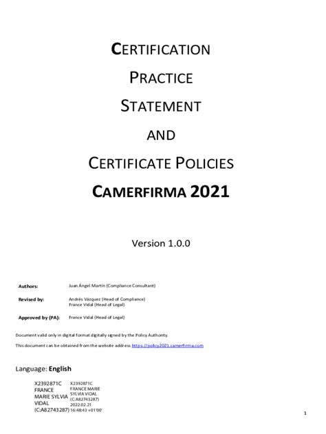 Fillable Online Certification Practice Statement Fax Email Print