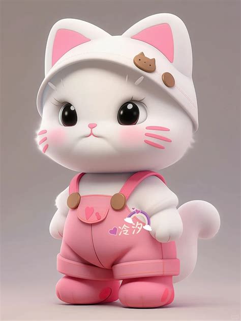 卡通粉色猫来了 花瓣网