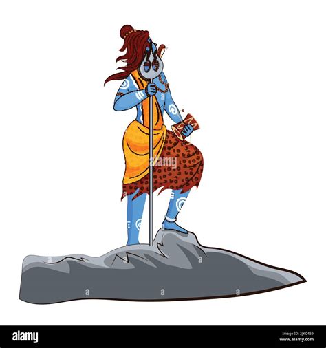 Hindu Mythology Lord Shiva Standing On Rock Illustration Stock Vector Image & Art - Alamy