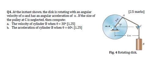 Solved Q At The Instant Shown The Disk Is Rotating With Chegg