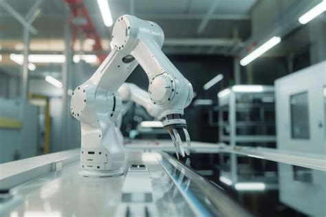 A Modern Robotic Arm In An Industrial Workspace Illustrating Advanced Automation And Precision