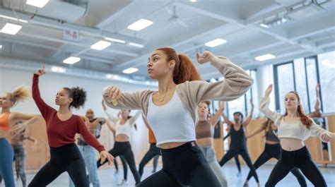 Premium Photo A Group In A Dance Class Performing Various Dance Poses