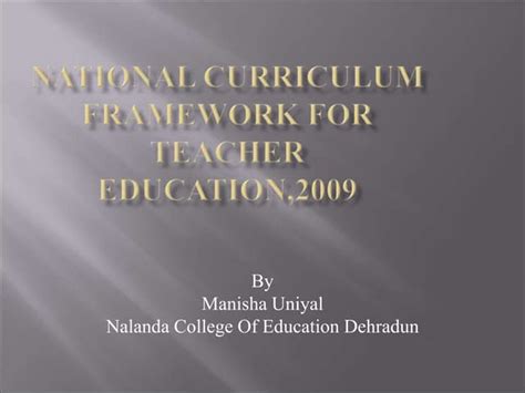 Ncfte 2009 National Curriculum Framework For Teacher Education Pdf