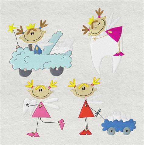 Embroidery File Stick Figure Tooth Fairy Set 068 Etsy