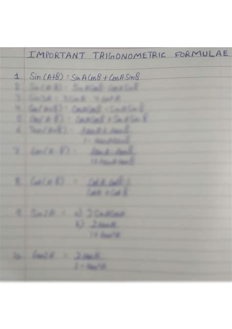 Solution Trigonometric Formulae Studypool