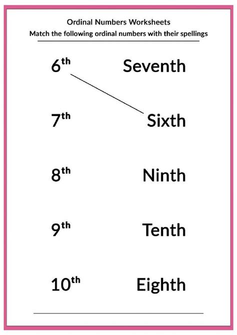 Ordinal Numbers Match Worksheet Live Worksheets