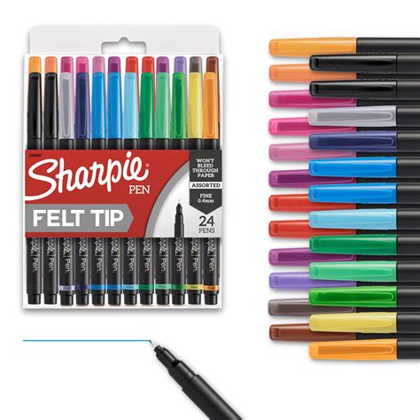 Sharpie Felt Tip Pens Medium Point Art Pen Set Assorted Colours 24