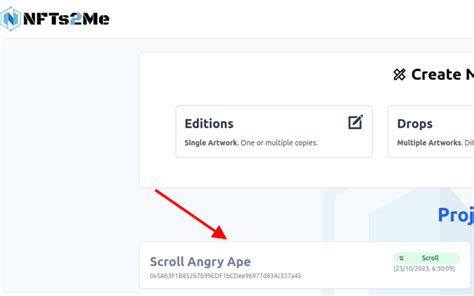 how to create an nft project on scroll with nfts2me nfts2me