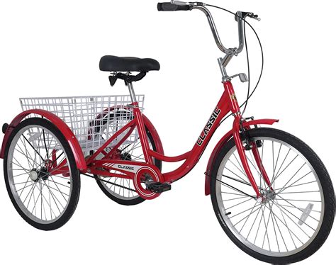 Mogoo Classic Adult Tricycle With Basket 24 Inch Red Amazonae Toys
