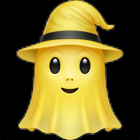 Yellow Ghost With Tiny Black Hat Emoji Ai Emoji Generator