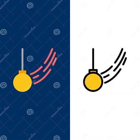 Pendulum Swing Tied Ball Motion Icons Flat And Line Filled Icon