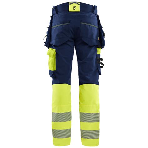Blaklader 1125 Navy Bluehi Vis Yellow Trousers 4 Way Stretch Start