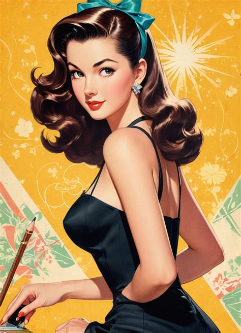 Vintage Pin Up 1950s Woman Poster Stable Diffusion Online
