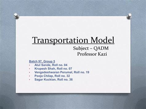 Transportation Modelling Quantitative Analysis And Discrete Maths Pptx