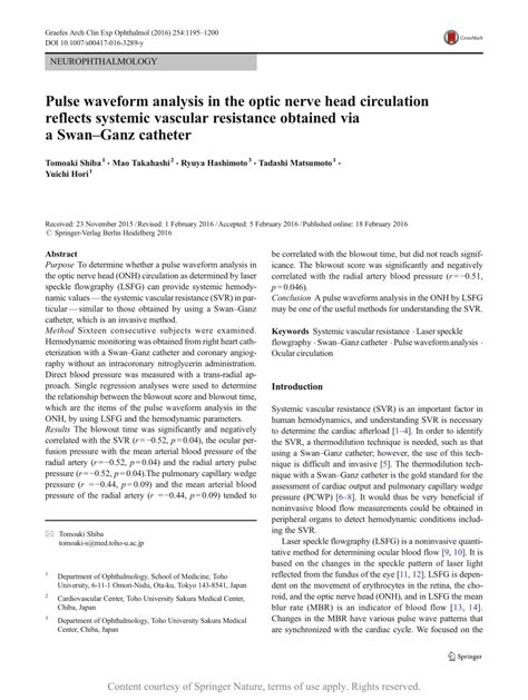 Pulse Waveform Analysis In The Optic Nerve Head Circulation Reflects