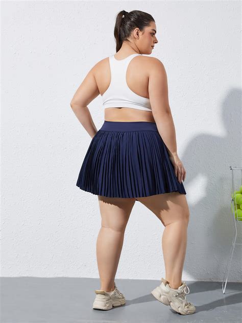 Plus Size Pleated Tennis Skirt With Shorts Navy Moon Wood