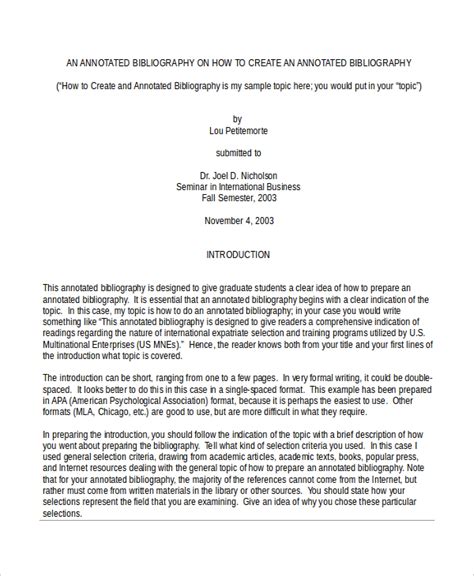 Annotated Bibliography Introduction Example