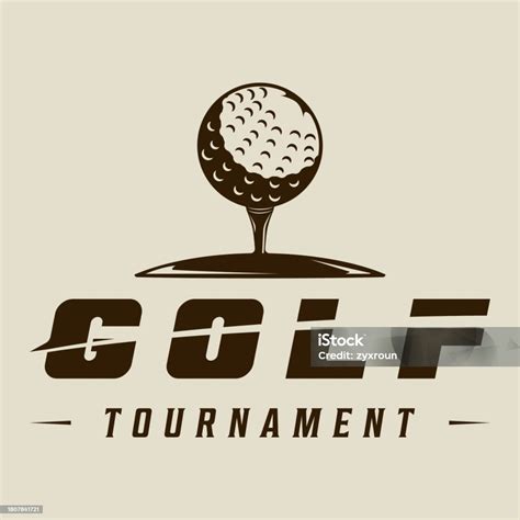 공 골프 로고 빈티지 벡터 일러스트 레이 션 템플릿 아이콘 그래픽 디자인 복고풍 작풍을 가진 경기 대회 또는 클럽을 위한 스포츠 표시 또는 상징 Golf Tournament