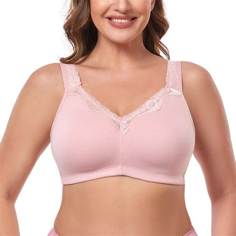Womens Cotton Full Coverage Wirefree Non Padded Lace Plus Size Bra