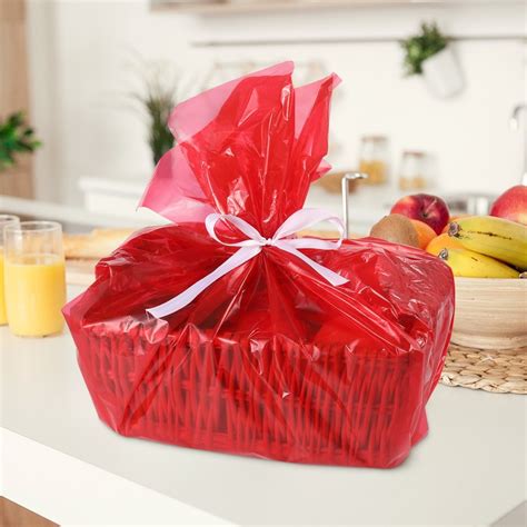 Stobok Cellophane Wrap 3 Mil Thick Cellophane Wrap Roll Bright Red