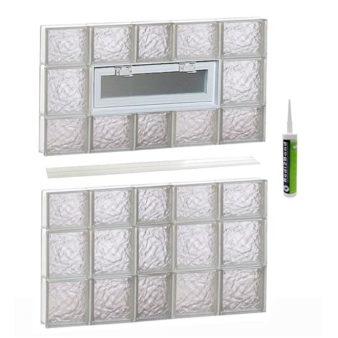 Redi2set Ice Glass Frameless Replacement Vented Glass Block Window In