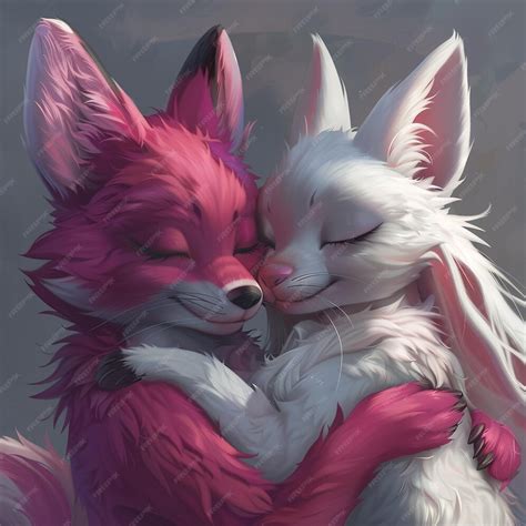 Premium Photo Anthro Furry Characters Female Magenta Fox And Female
