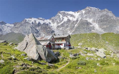 The Panorama Of Monte Rosa And Punta Gnifetti Paks Over The Rifugio