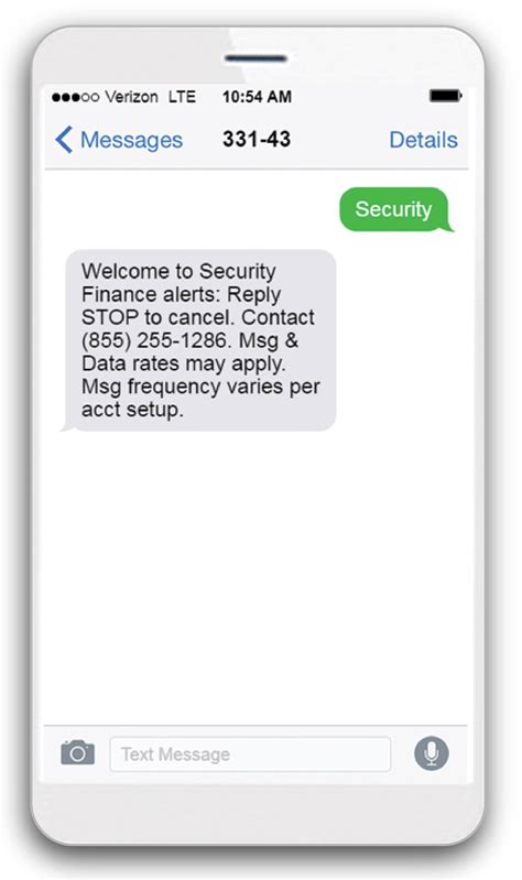 sign up for text alerts security finance