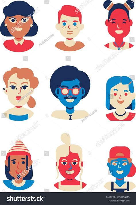 Faces People Different Ages Genders Styles เวกเตอร์สต็อก ปลอดค่าลิขสิทธิ์ 2151158265