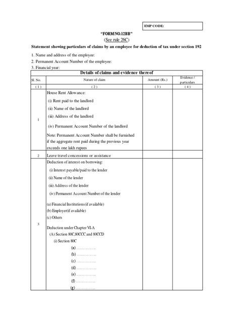 Form 12 Bb Pdf Public Finance Taxation