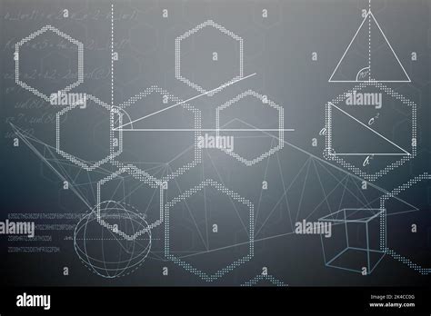 Abstract Illustration Of Multiple White Geometrical Shapes Against Grey