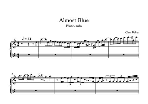 Almost Blue Piano Sheet Music Chet Baker