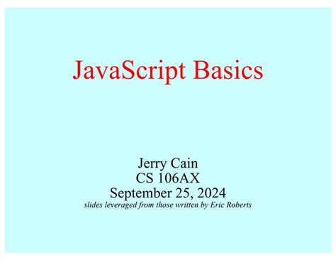Java Script Basics Presentation Of Program Ppt