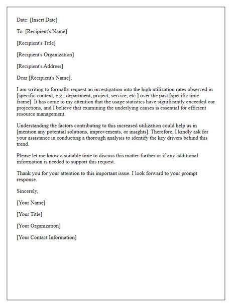 Letter Template For High Usage Investigation Request Free Samples In