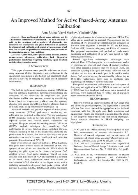 Pdf An Improved Method For Active Phased Array Antennas Calibration