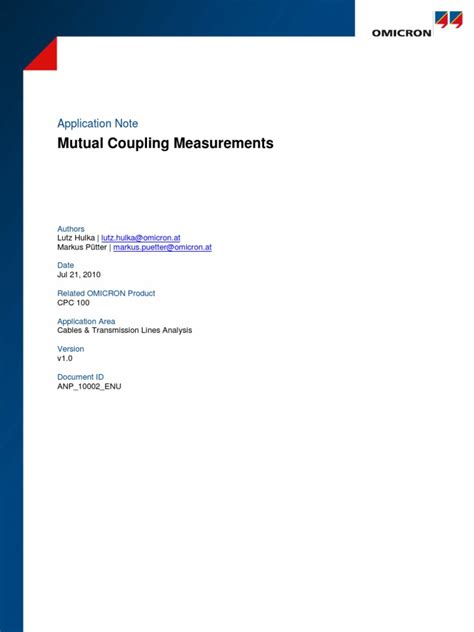 Mutual Coupling Measurement Pdf Electrical Impedance High Voltage
