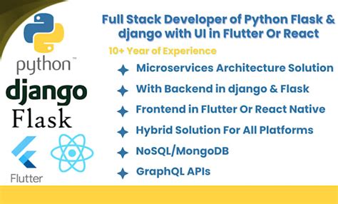 Do Full Stack Apps Of Python Django Flask With Ui In Flutter Or React