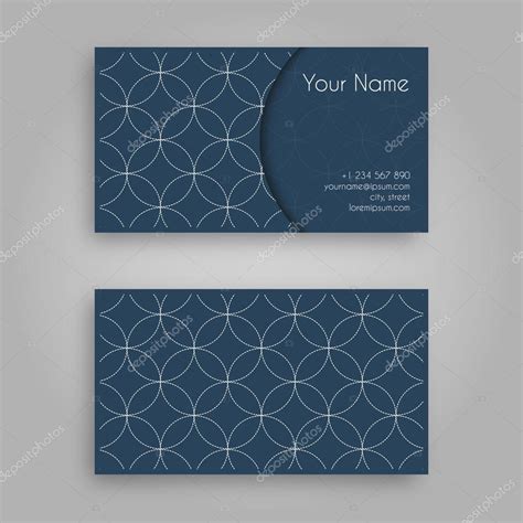 Business Card Template With Sashiko Design Vintage Decorative Elements